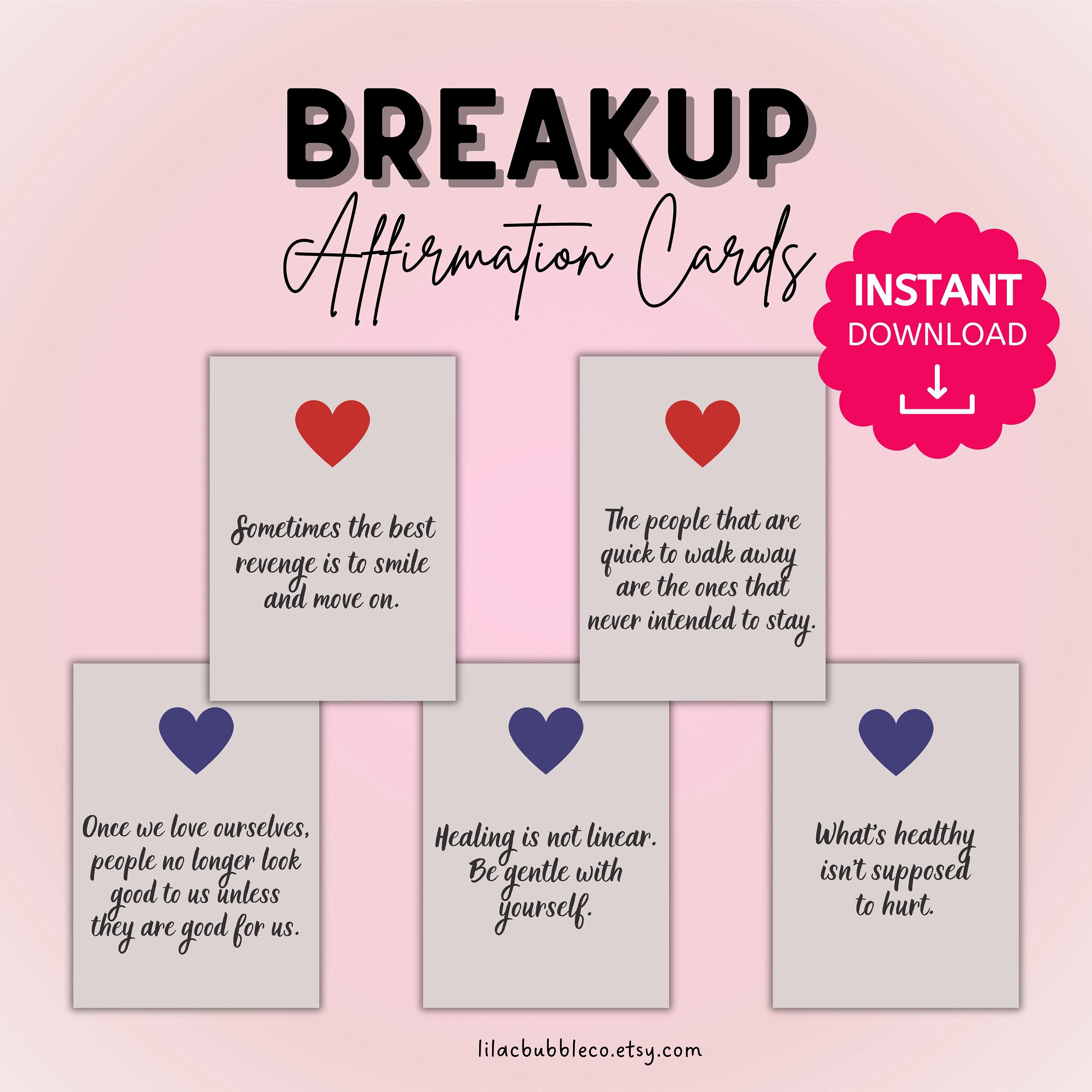 40 Breakup Affirmation Cards Digital Download, Printable, Heal A Broken ...