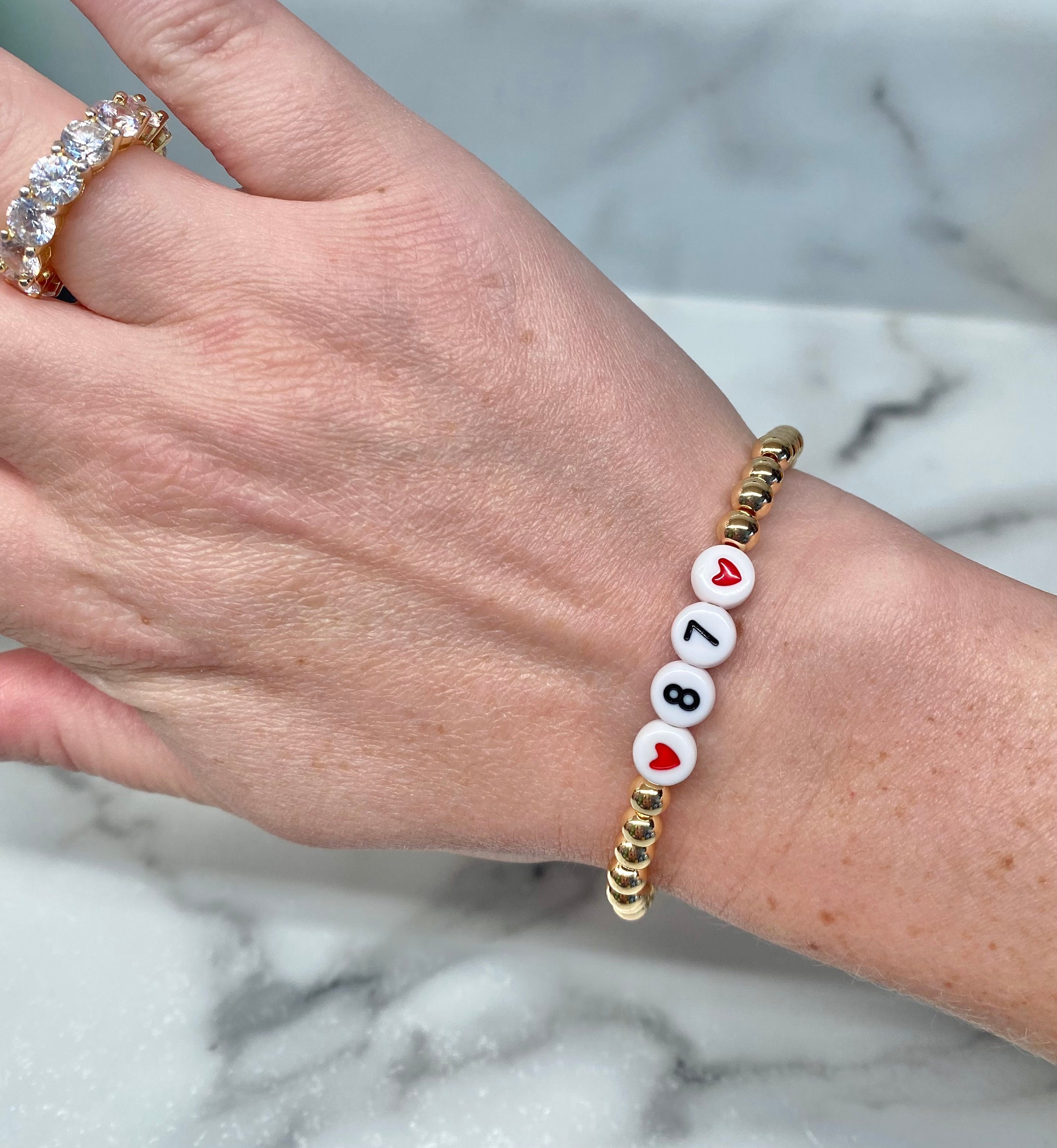 Customizable Swiftie Friendship Bracelet - 14k Gold Plated Beads ...