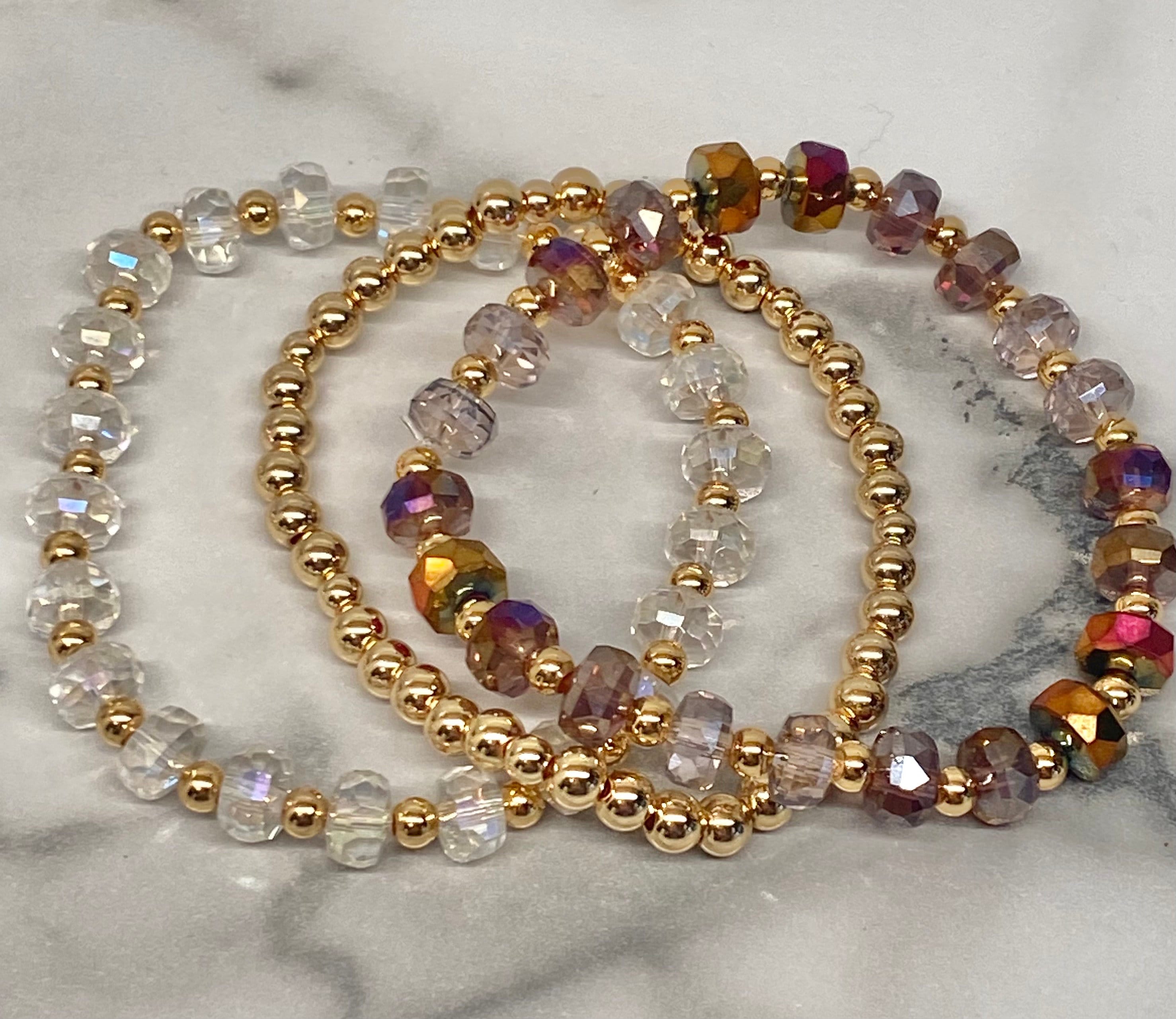 Multi-color Sparkly Stack, Extra Sparkly, 14K Gold Plated Beads ...