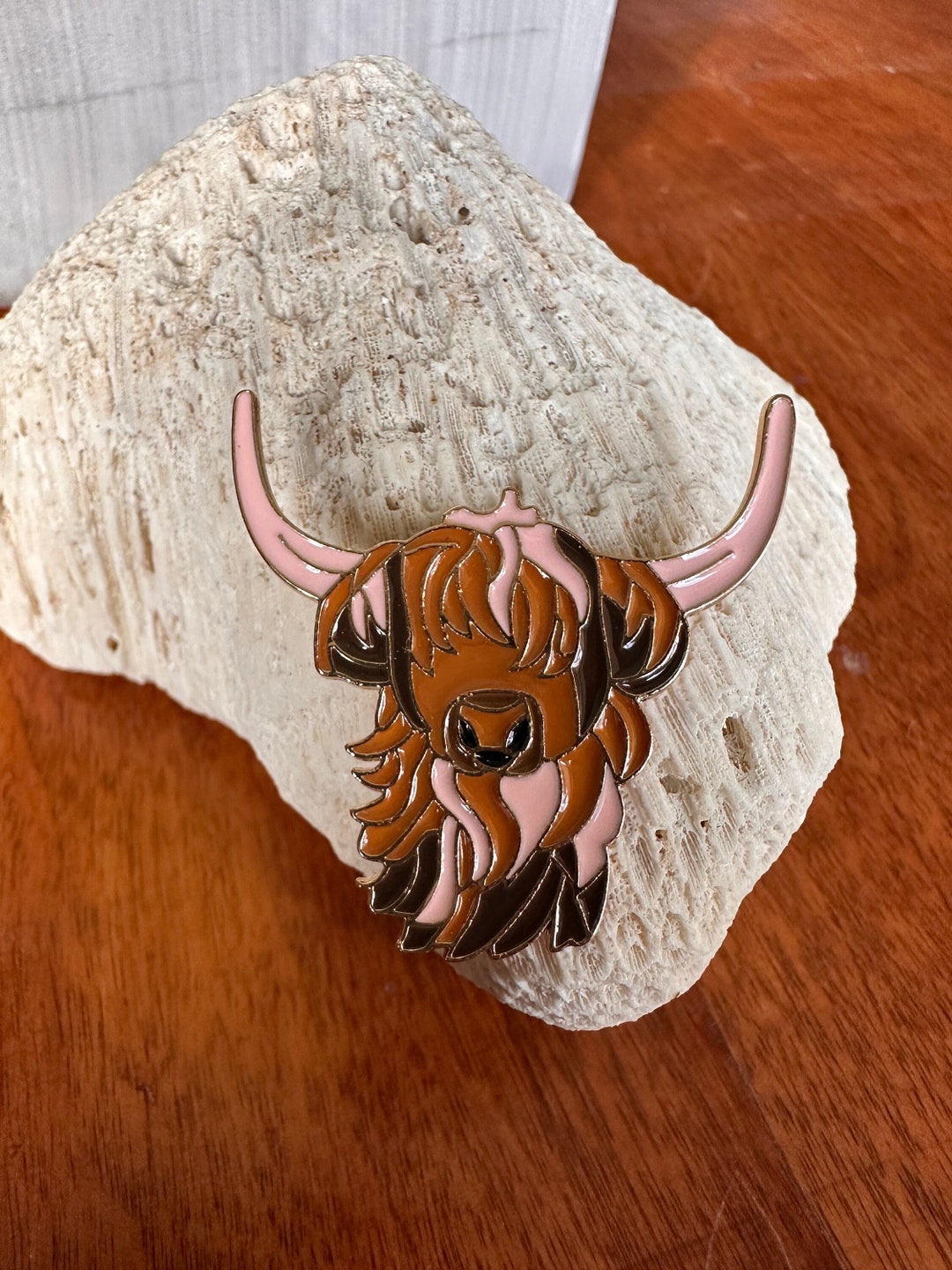 Highland Cow Hard Enamel Pin, Cute Long Haired Cow Pin, Scottish Cow ...