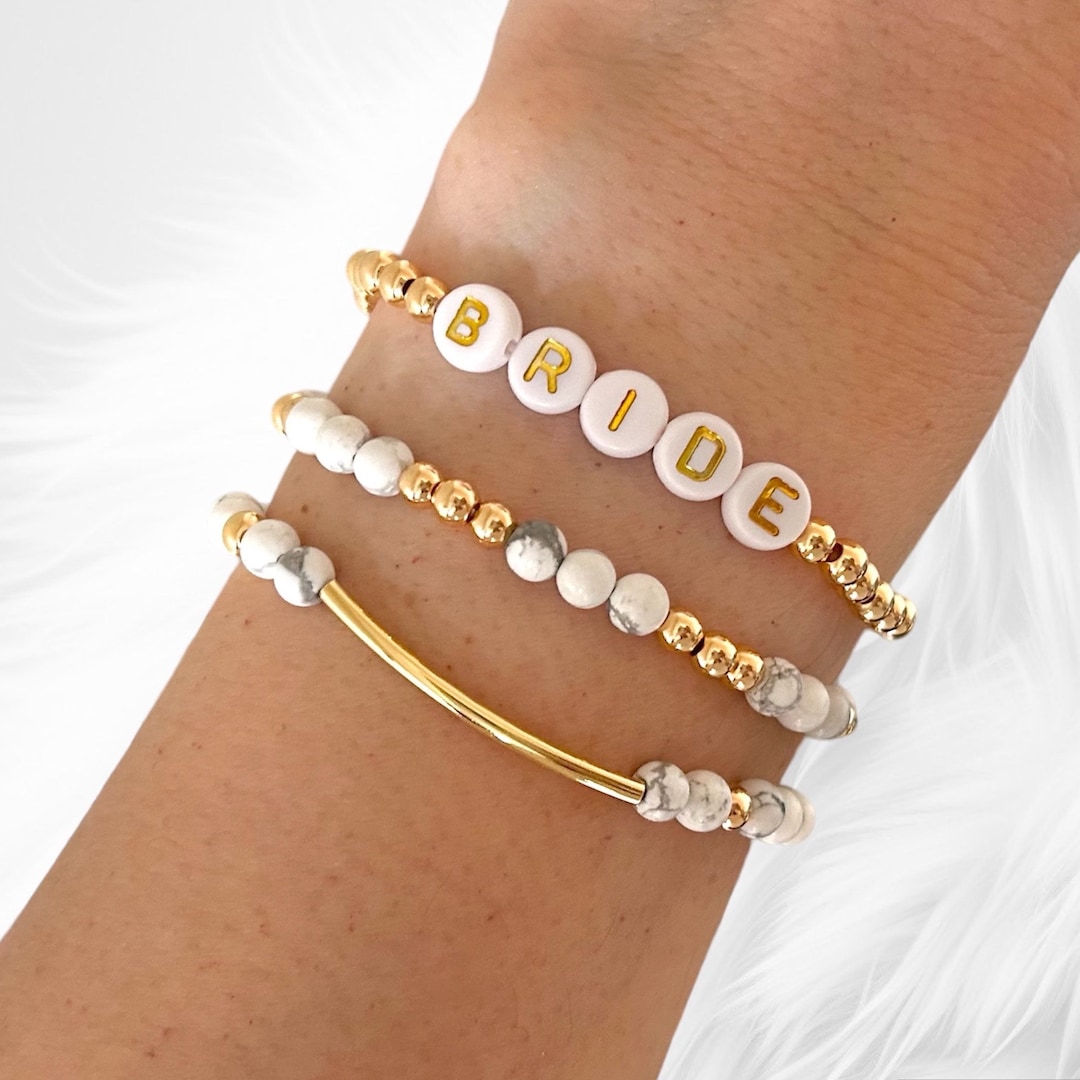 Bride Bracelet Stack, Bridal Shower Gift, Bride to Be Jewelry ...