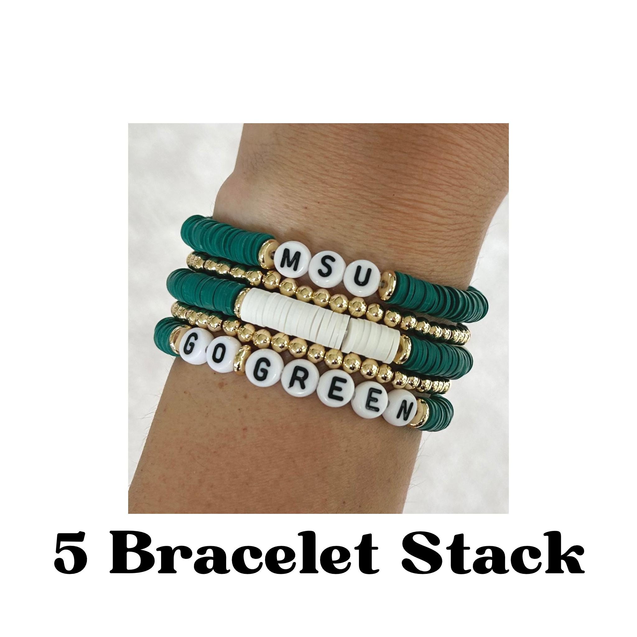 Michigan State Bracelet MSU Spartans Go Green, Michigan State Jewelry ...