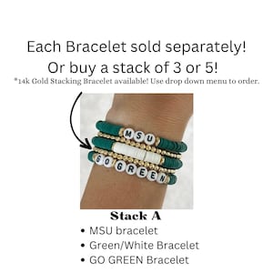 Michigan State Bracelet MSU Spartans Go Green, Michigan State Jewelry ...