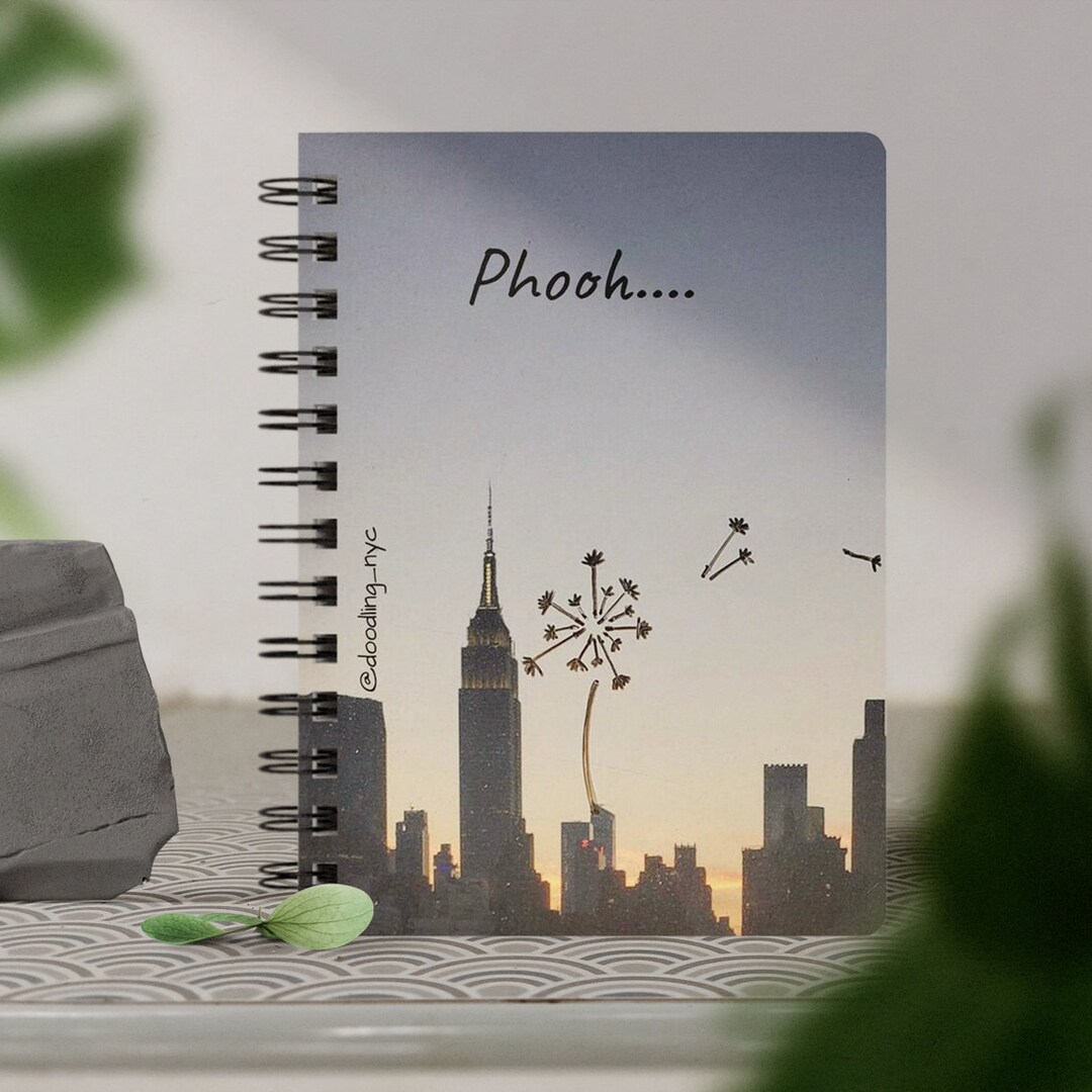 Cute Dandelion Doodle Spiral Lined Journal, NYC Skyline Writing Travel ...