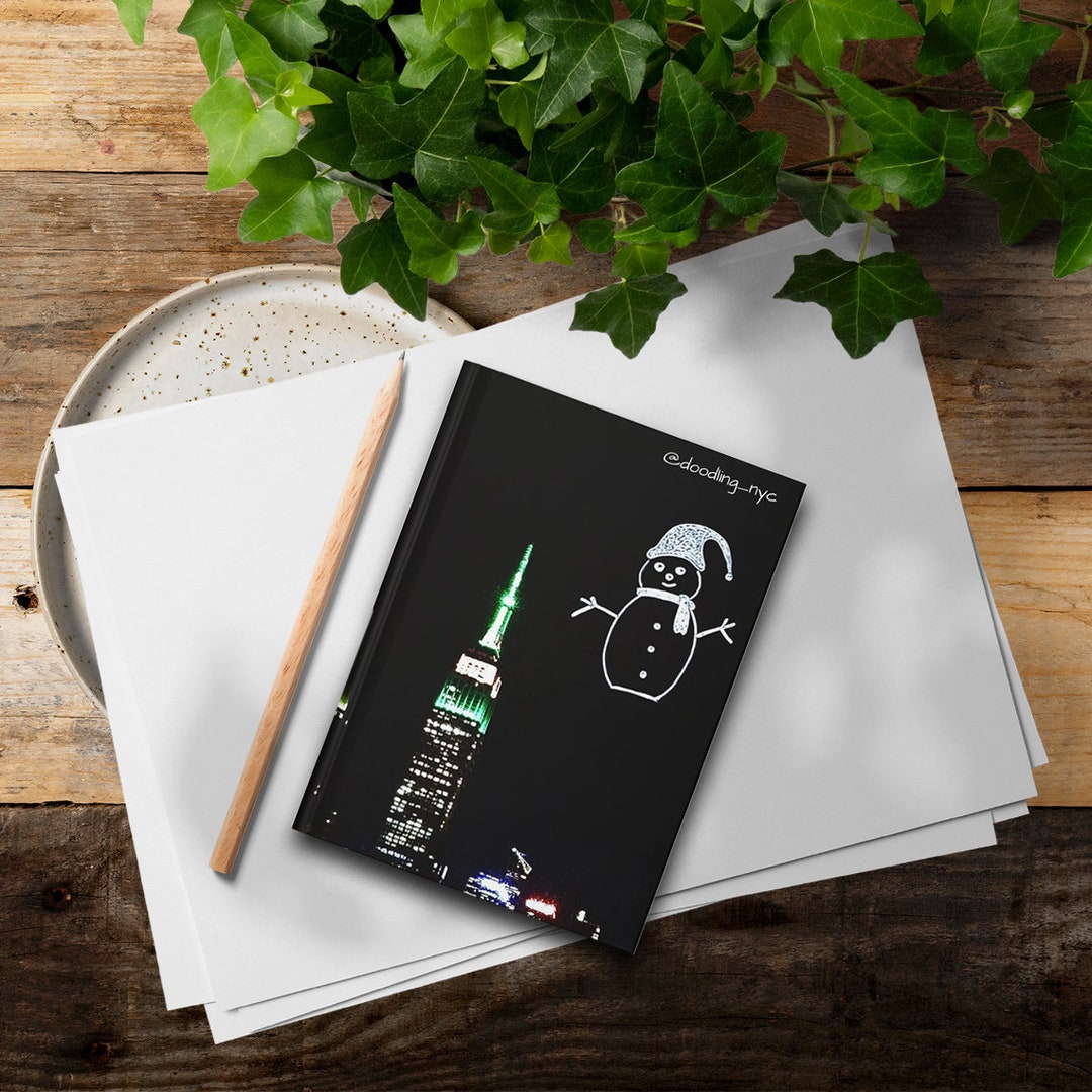 USA State Hand Drawn Snowman Doodle Journal, Artsy NYC Writing Lined ...