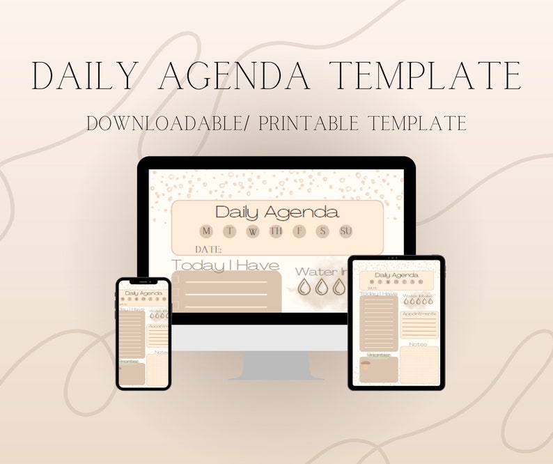 Daily Agenda Downloadable and Printable Template | Available in 5 ...