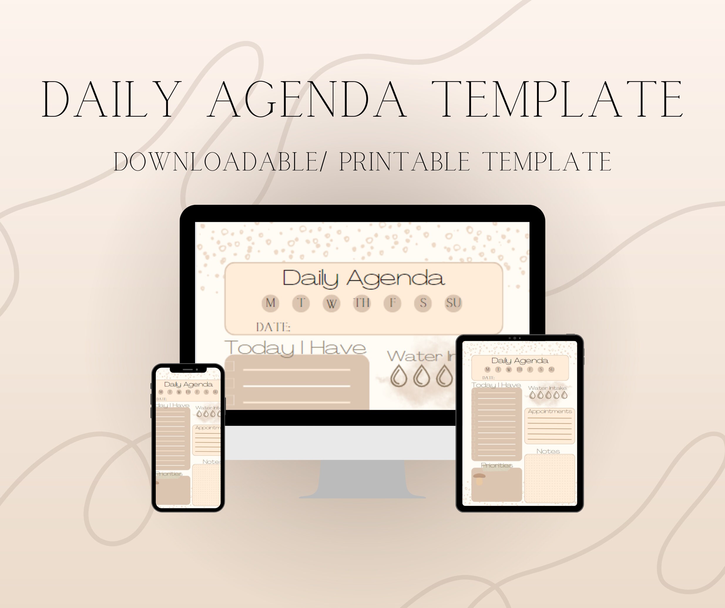 Daily Agenda Downloadable and Printable Template | Available in 5 ...