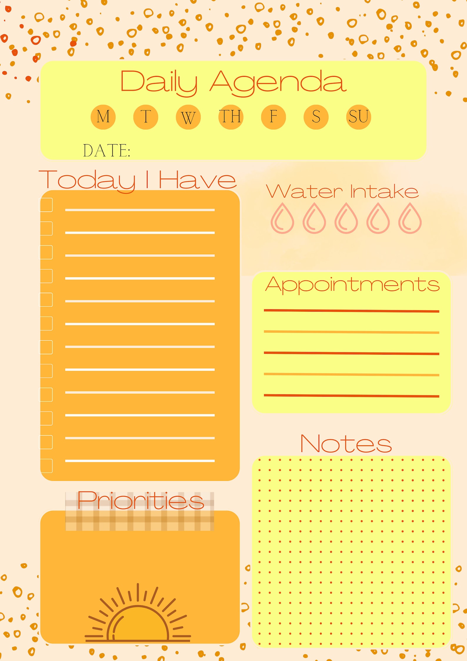 Daily Agenda Downloadable and Printable Template | Available in 5 ...