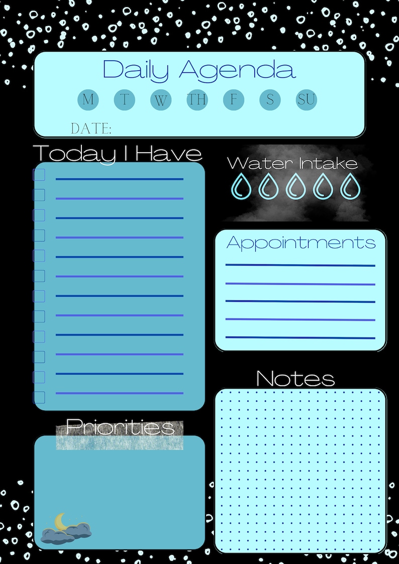 Daily Agenda Downloadable and Printable Template | Available in 5 ...