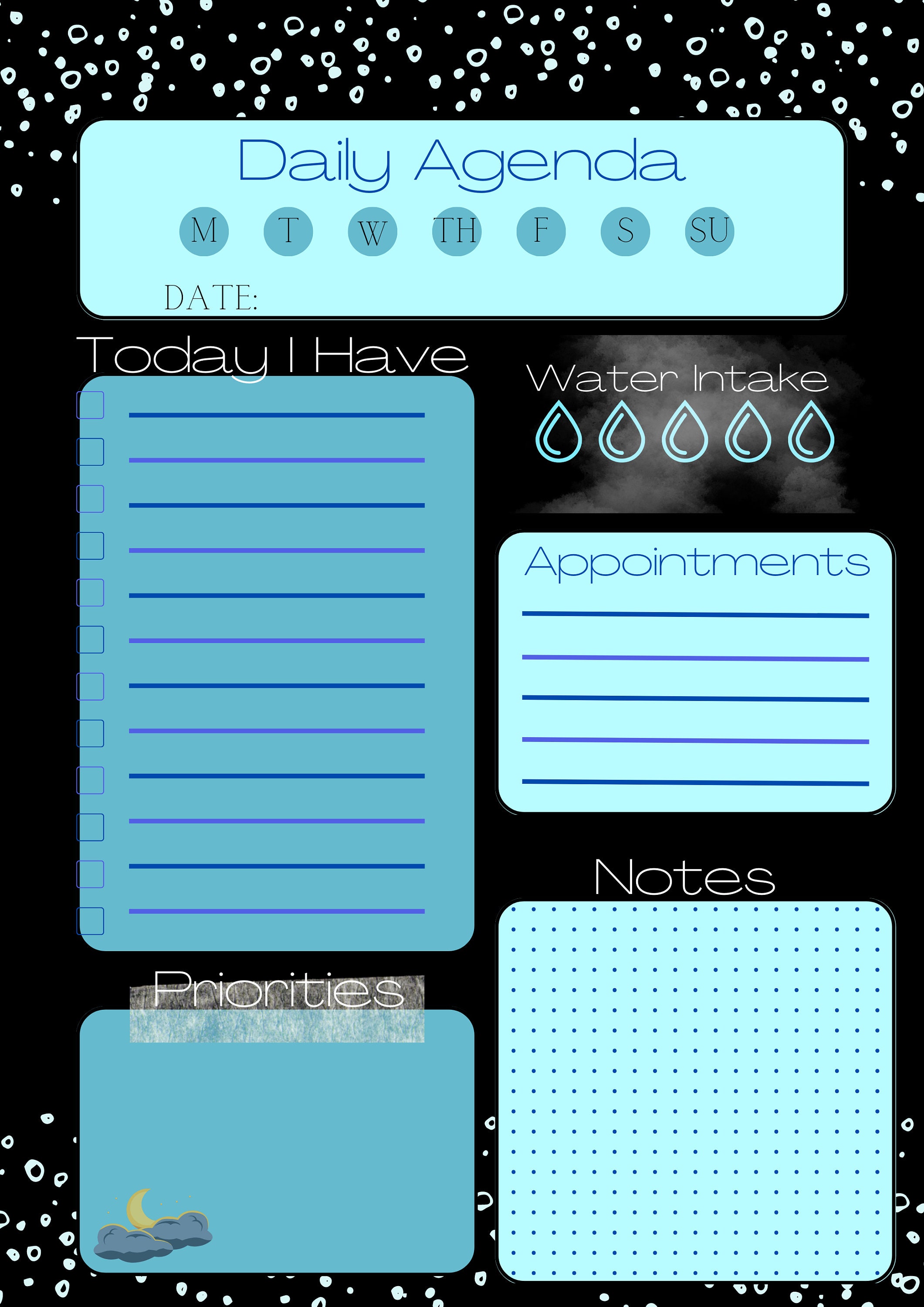 Daily Agenda Downloadable and Printable Template | Available in 5 ...
