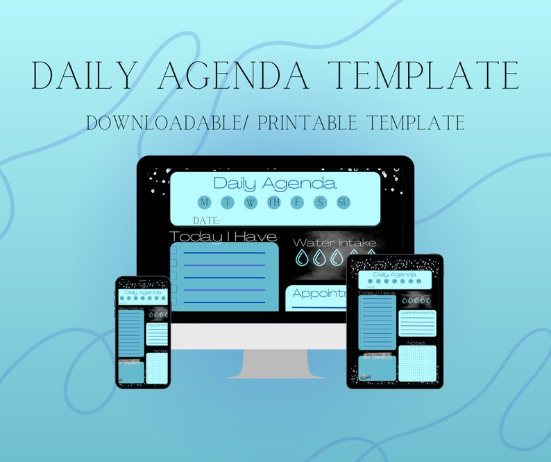 Daily Agenda Downloadable and Printable Template | Available in 5 ...