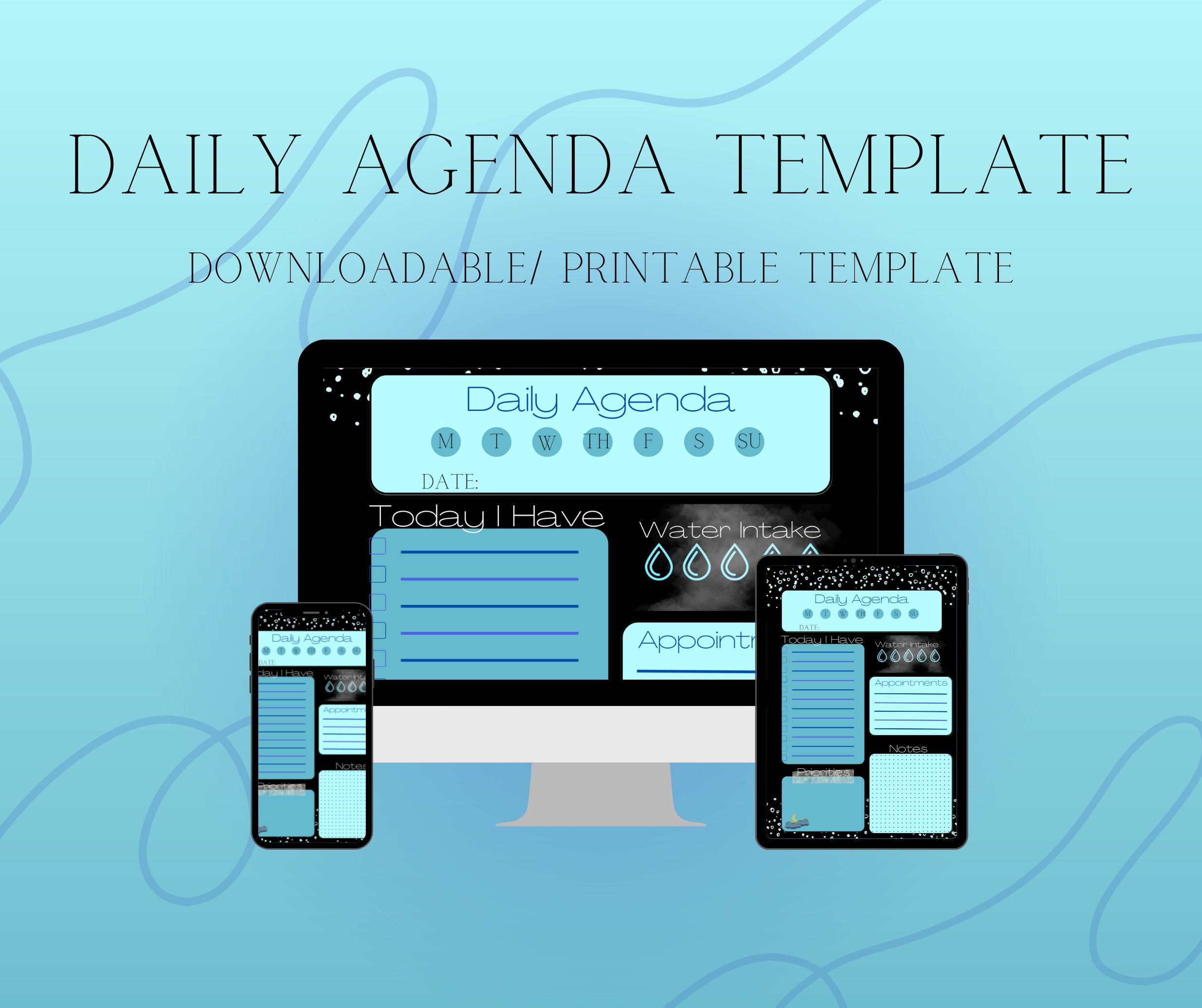 Daily Agenda Downloadable and Printable Template | Available in 5 ...