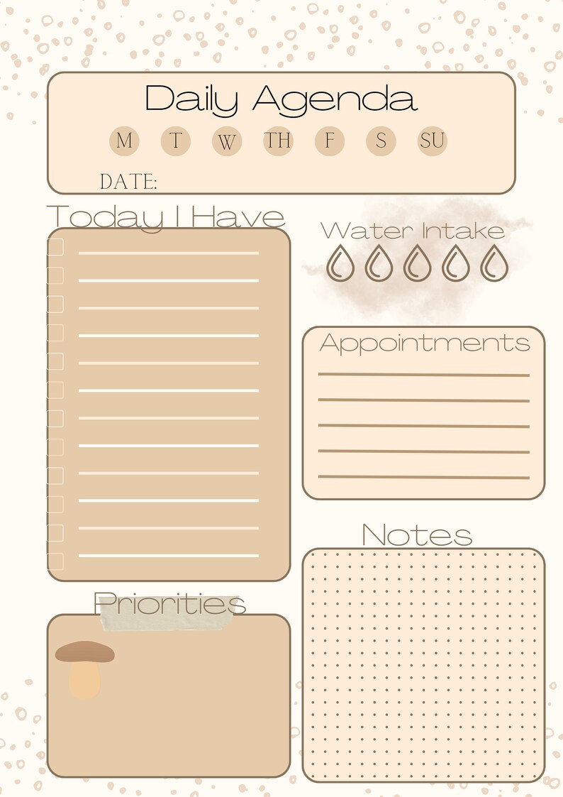 Daily Agenda Downloadable and Printable Template | Available in 5 ...