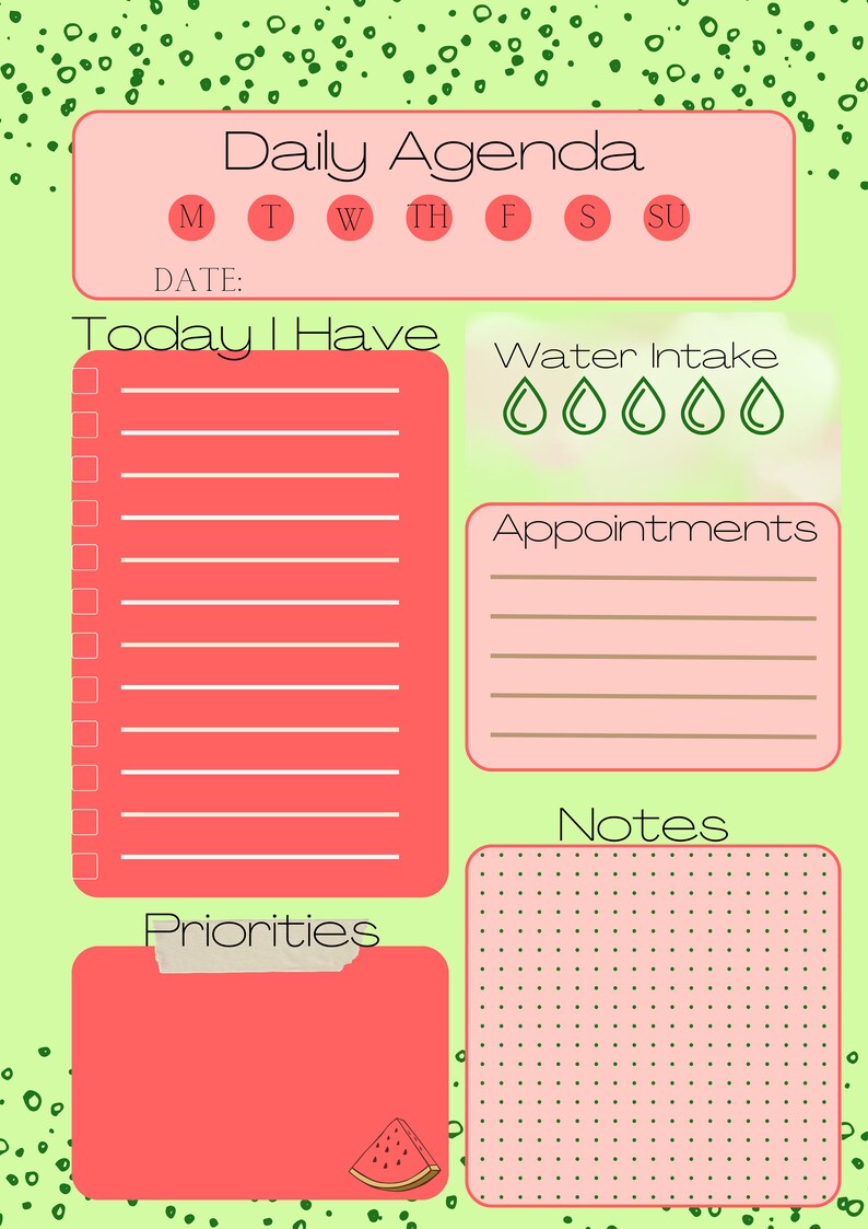 Daily Agenda Downloadable and Printable Template | Available in 5 ...
