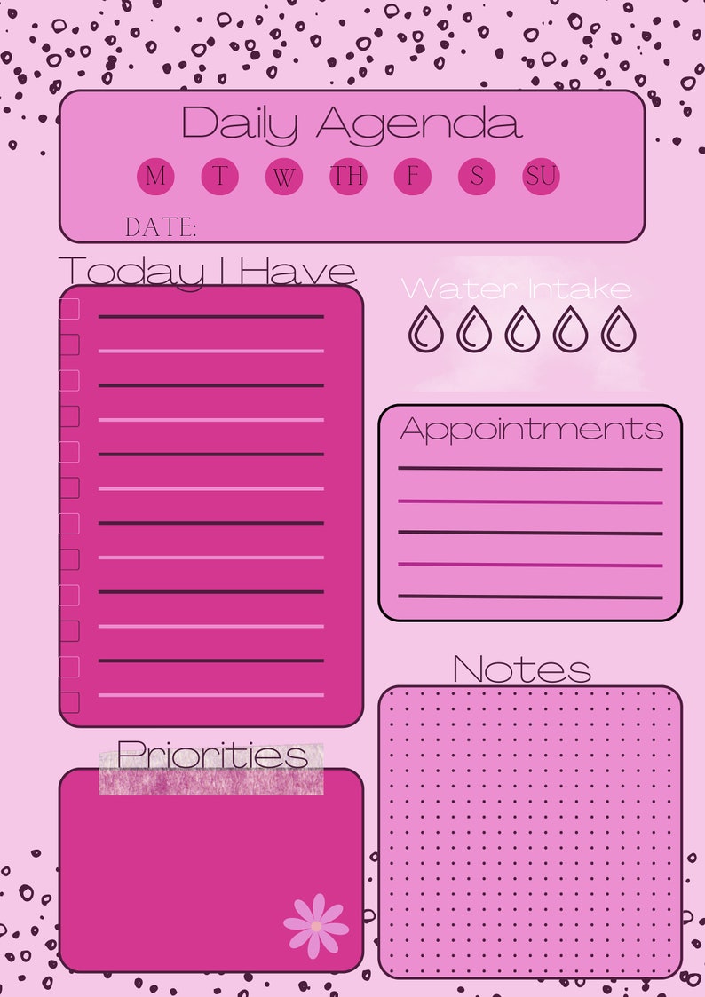 Daily Agenda Downloadable and Printable Template | Available in 5 ...