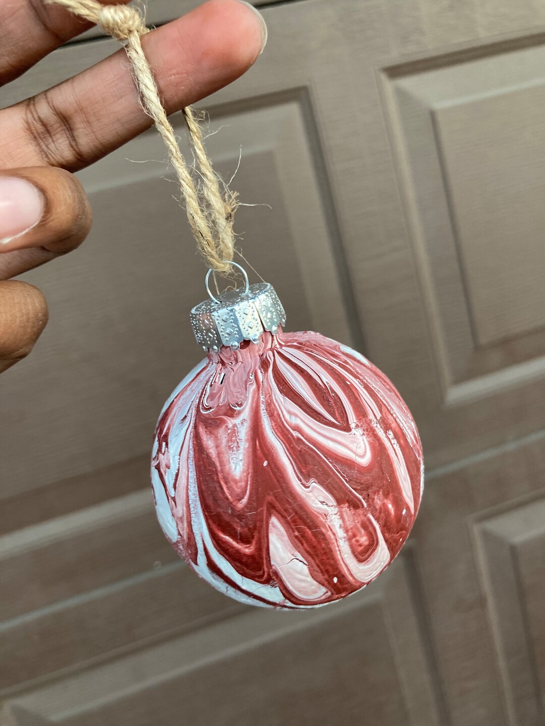 Candy Cane Swirl Ornaments Acrylic Paint Peppermint Pour - Etsy