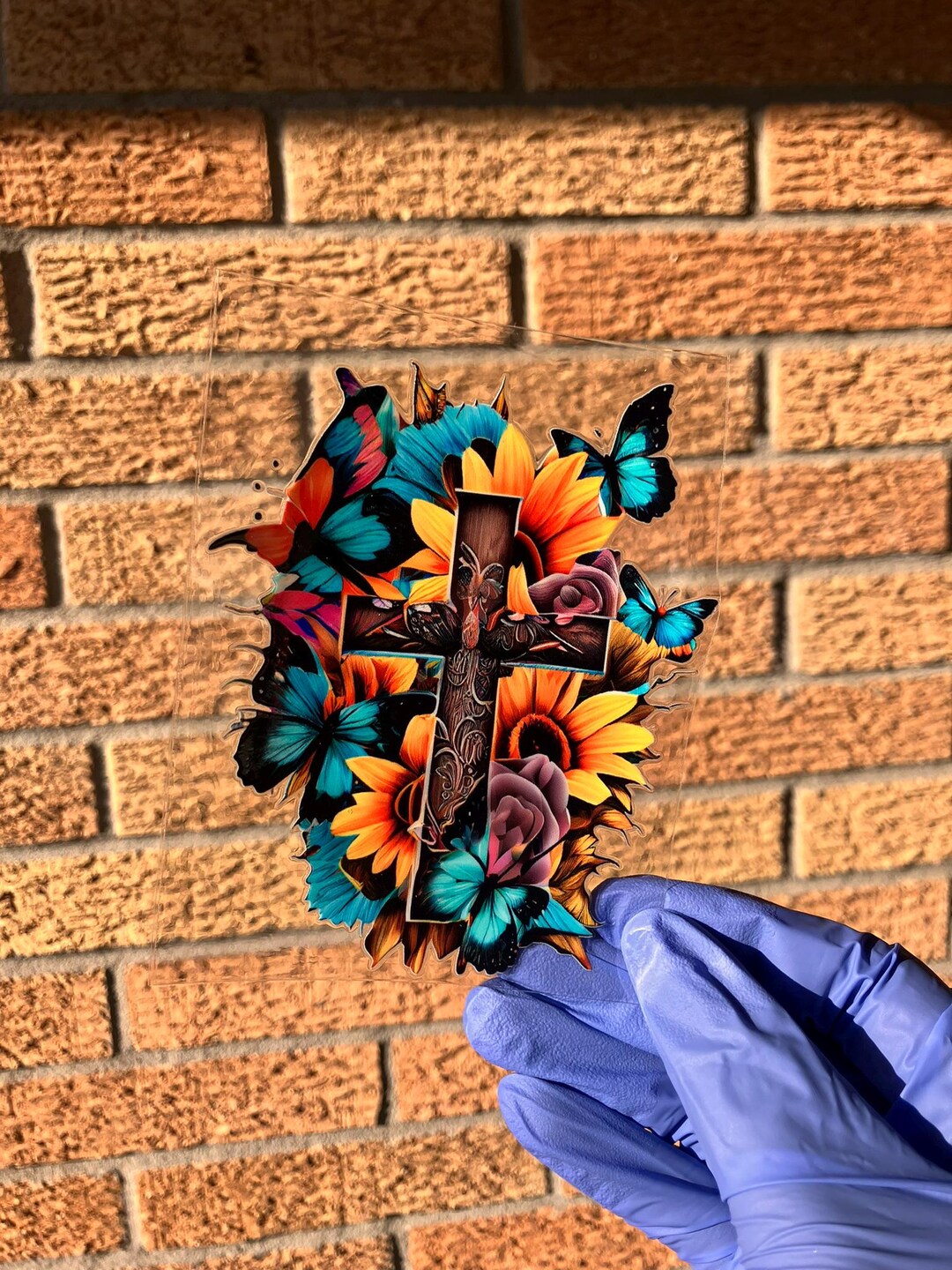 Floral Cross | Uvdtf Decal | No Heat Needed| Ready to Apply| Flower ...