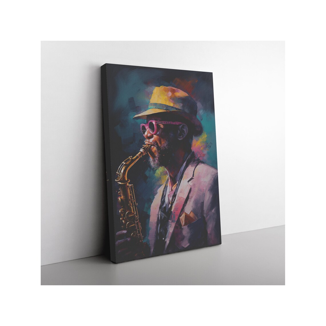 African American Impressionist Print on Canvas Jazz Musician Playing ...