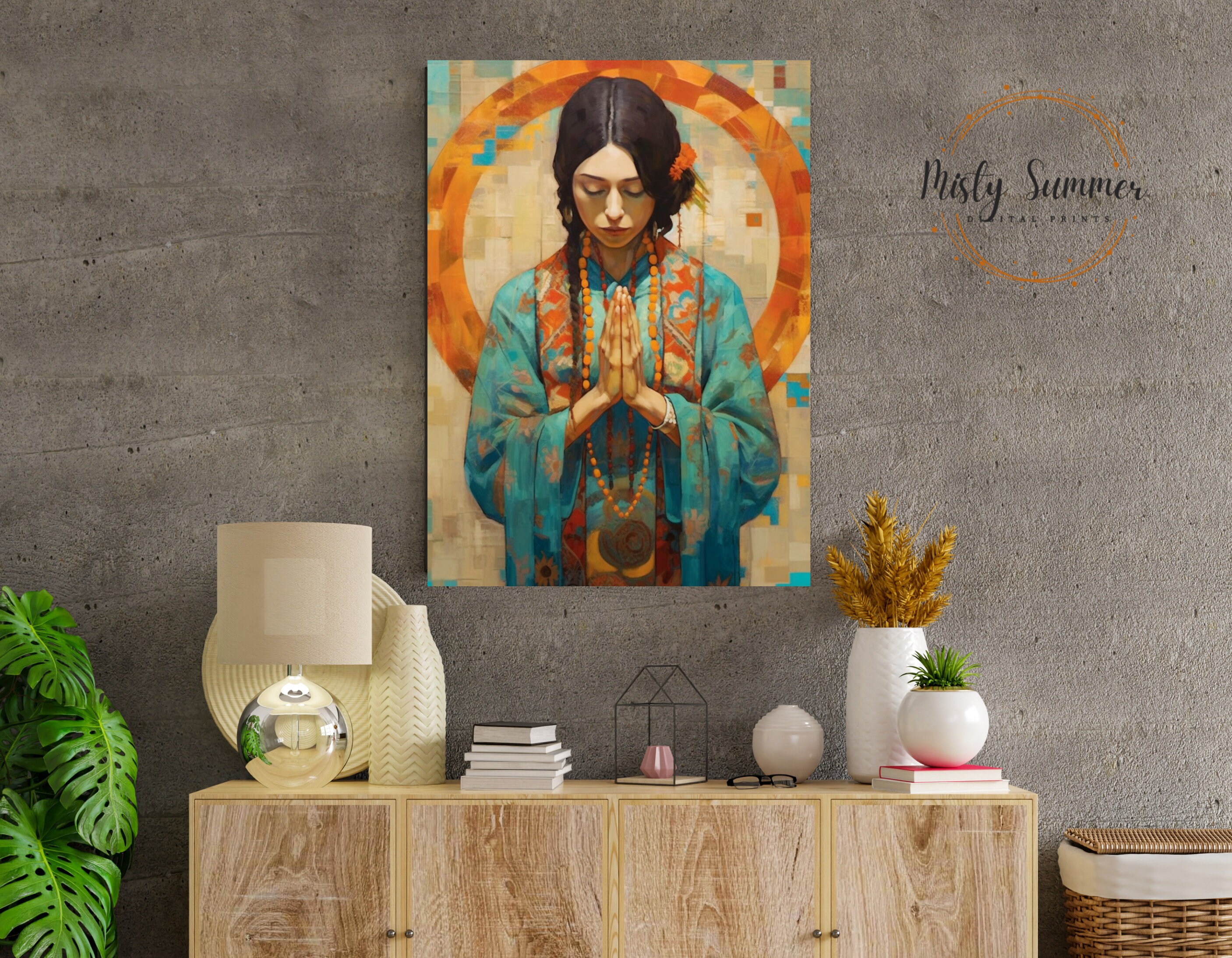 Mexican Latina Art Woman in Prayer Inspirational Religious Bible Wall ...