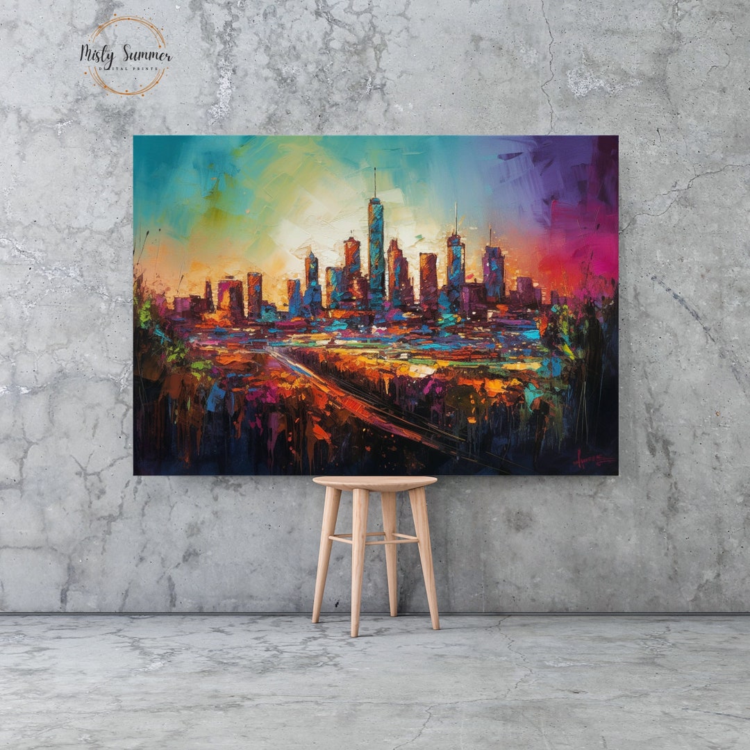 Original Cityscape Impressionist Print Canvas Urban Wall Art Modern ...