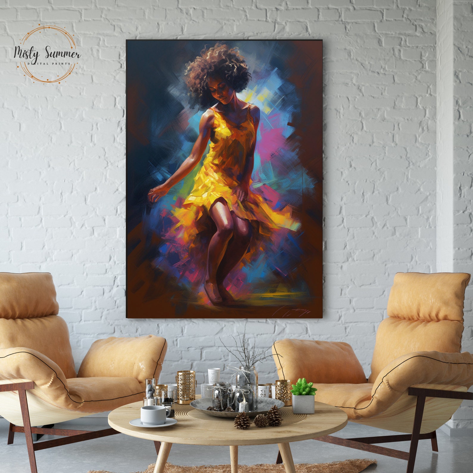 African American Art Print of African Woman Dancing on Canvas for ...