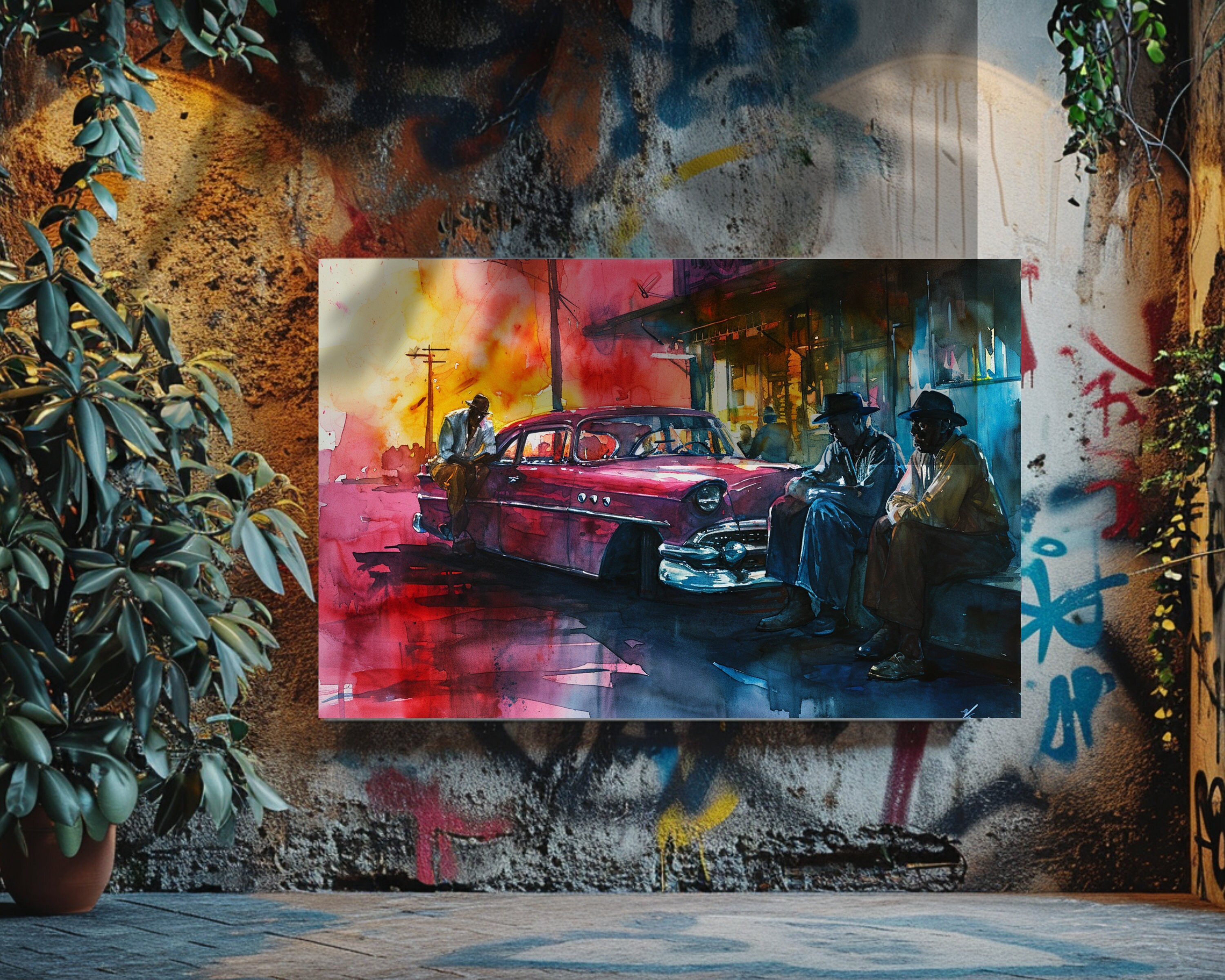 City Night - Impressionist African American Digital Wall Black Art Afro ...