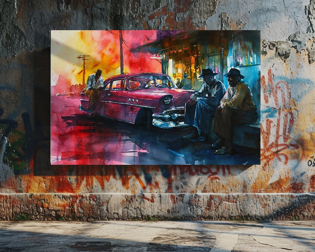 City Night - Impressionist African American Digital Wall Black Art Afro ...