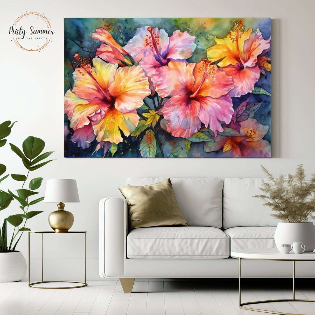 Tropical Painting Beautiful Impressionist Print on Canvas of Colorful ...