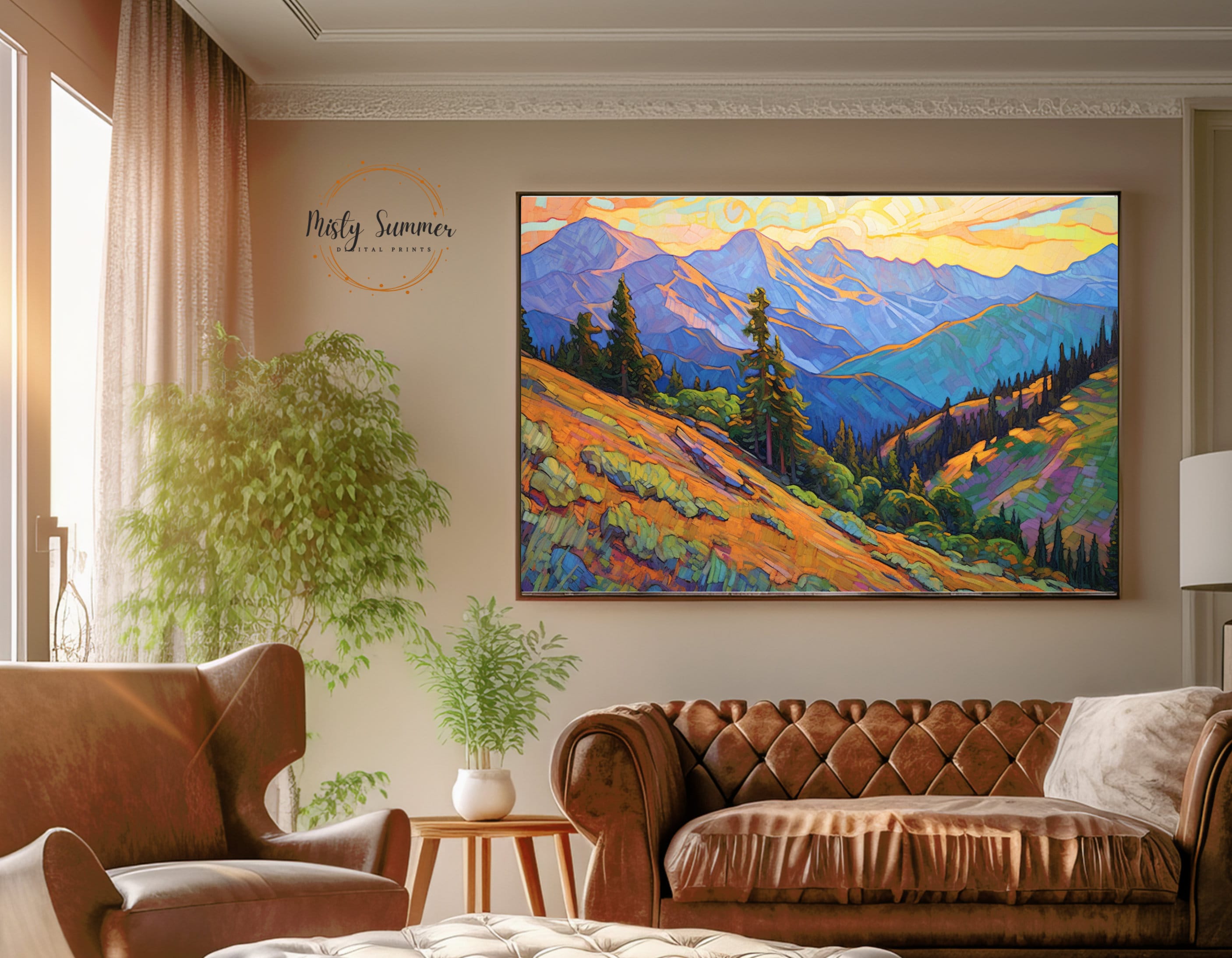 Original Impressionist Print on Canvas Landscape Wall Art, Rustic Home ...