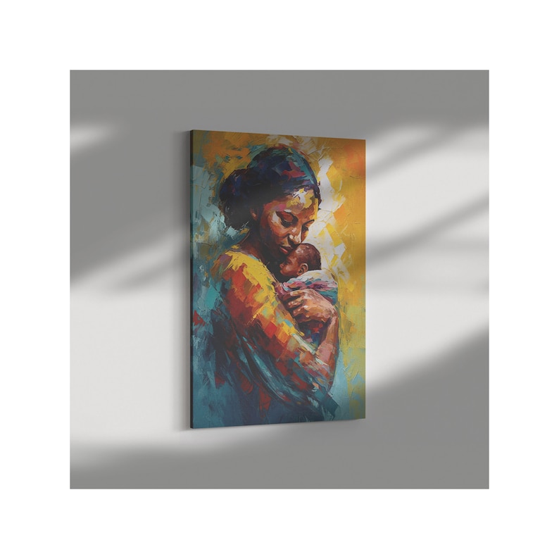 Original Impressionism African American Art Mother and Child Canvas ...