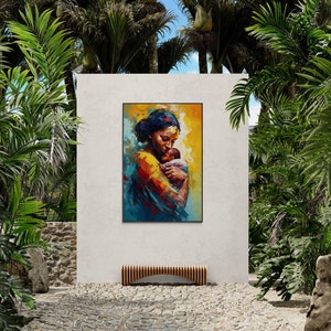 Original Impressionism African American Art Mother and Child Canvas ...