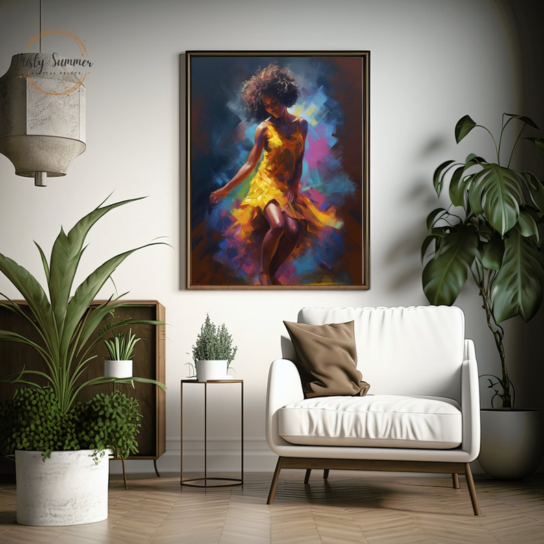 African American Art Print of African Woman Dancing on Canvas - Etsy