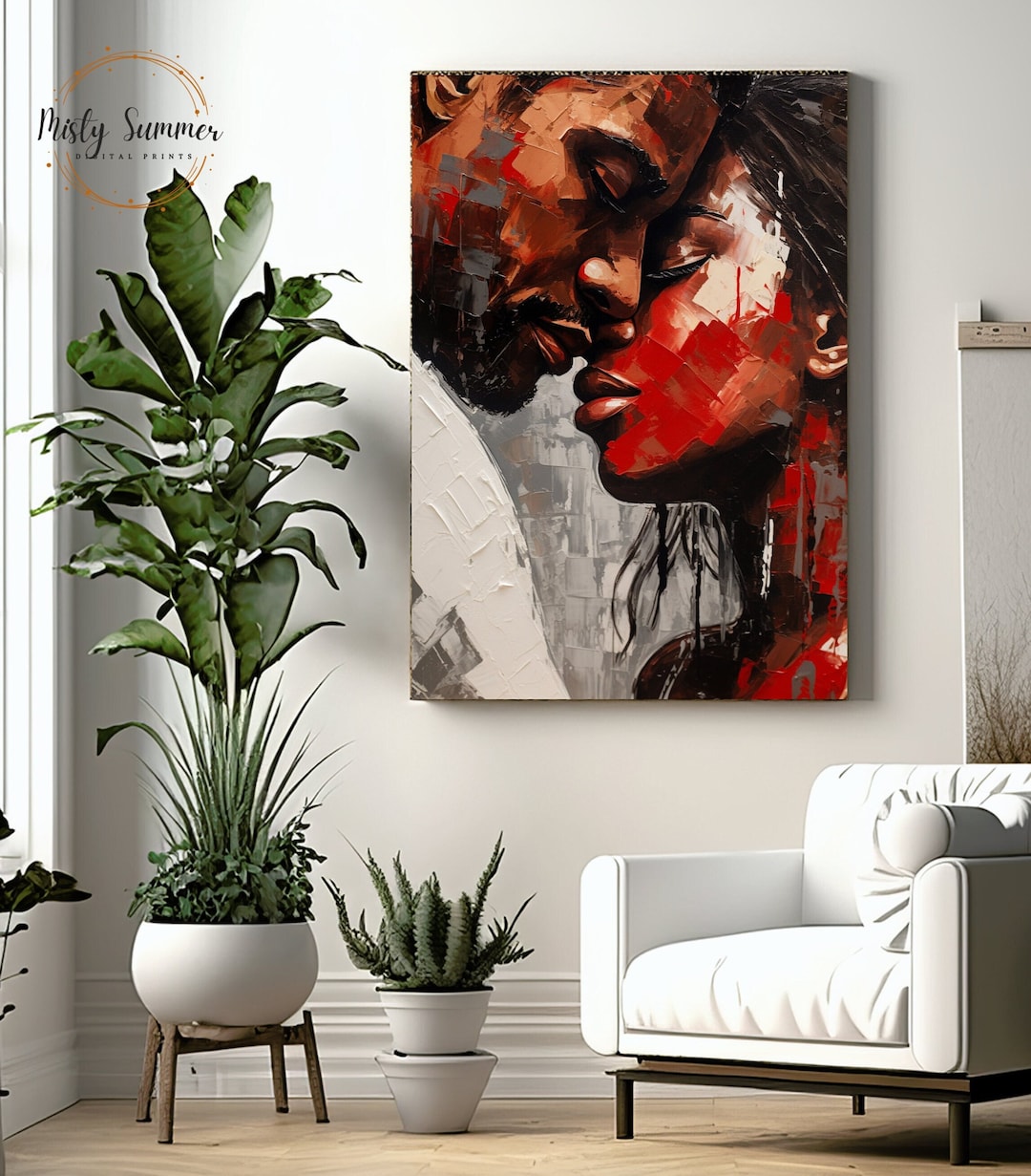 Impressionist Art of African American Man and Woman Black Couple Print ...