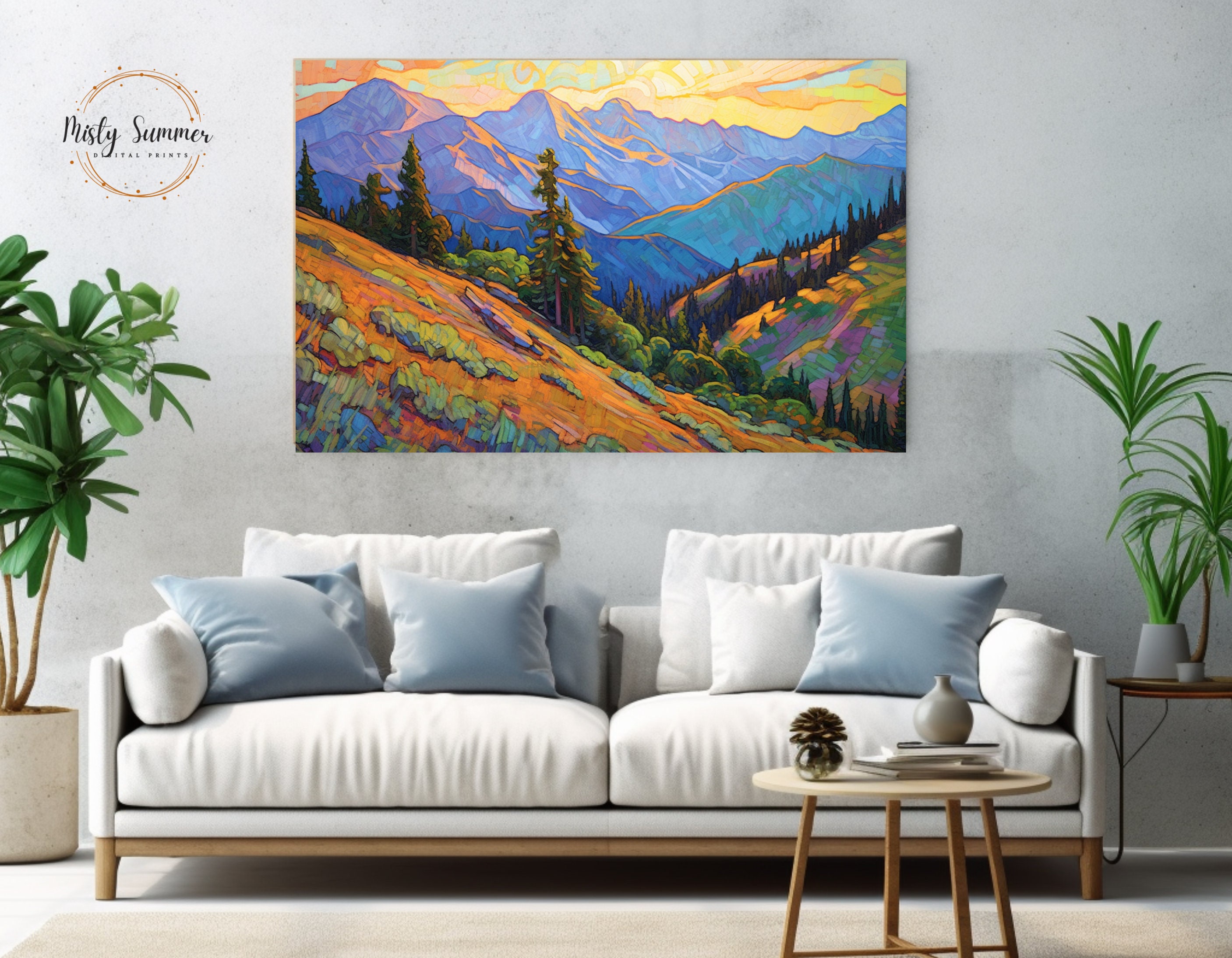 Original Impressionist Print on Canvas Landscape Wall Art, Rustic Home ...