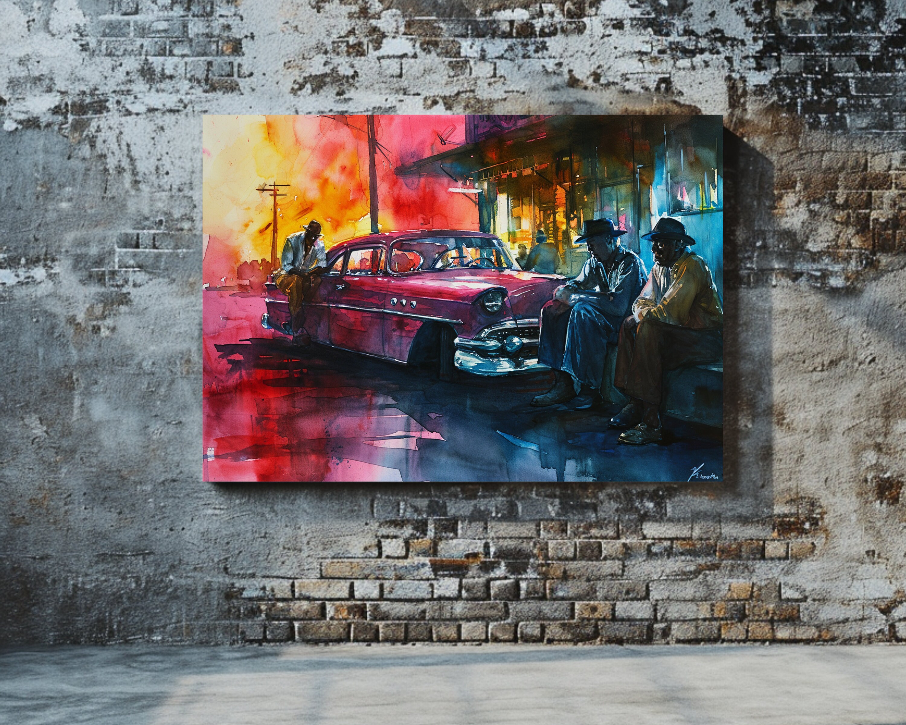 City Night Impressionist African American Digital Wall Black Art Afro ...