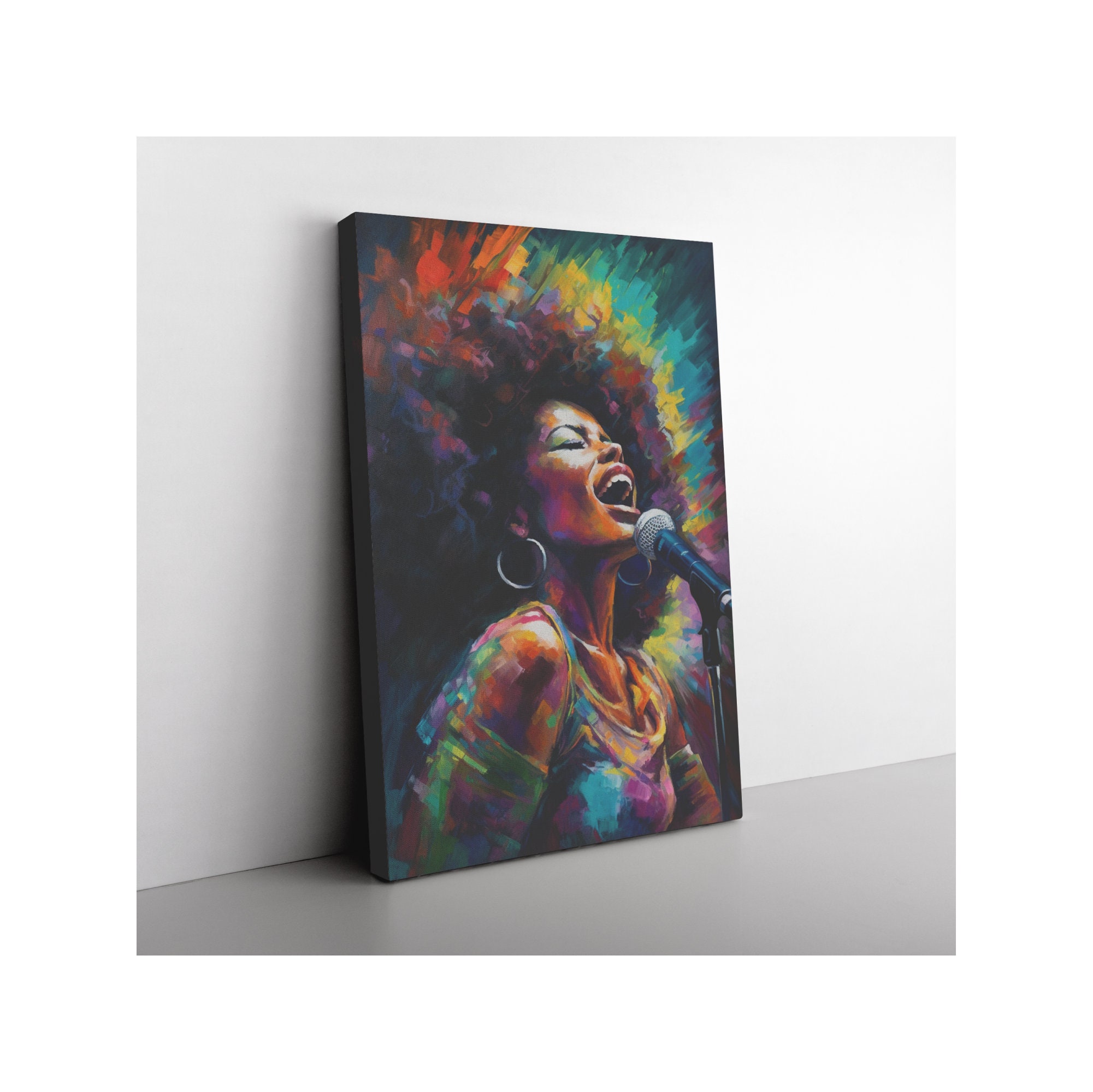 African American Neon Colored Impressionist Print on Canvas of ...
