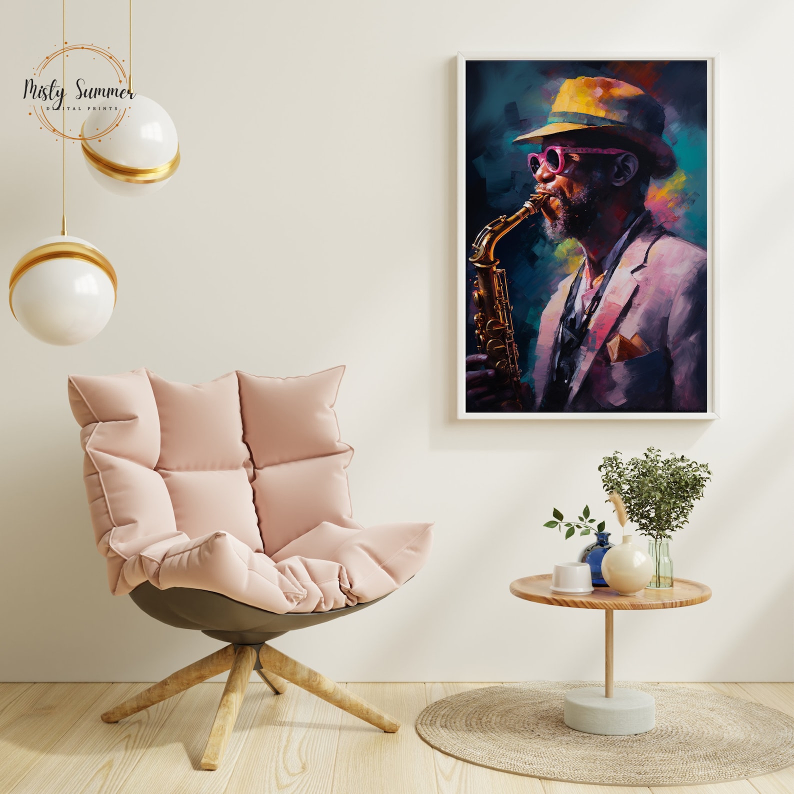 African American Impressionist Print on Canvas Jazz Musician Playing ...