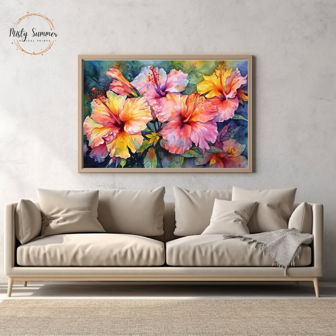 Tropical Painting Beautiful Impressionist Print on Canvas of Colorful ...