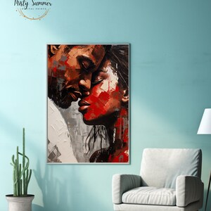 Impressionist Art of African American Man and Woman Black Couple Print ...