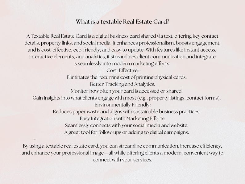 Real Estate Text Templates Bundle | Realtor Digital Business Cards PDF ...