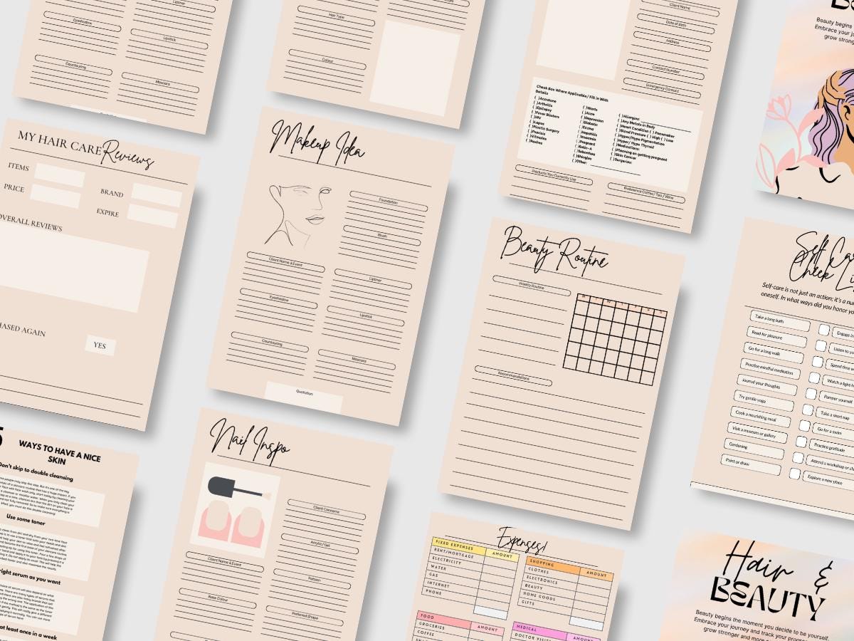 Hairdressing Marketing Kit Printable Planner for Daily Skincare ...