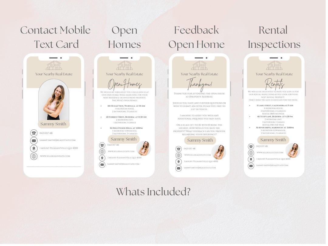 Real Estate Text Templates Bundle | Realtor Digital Business Cards PDF ...