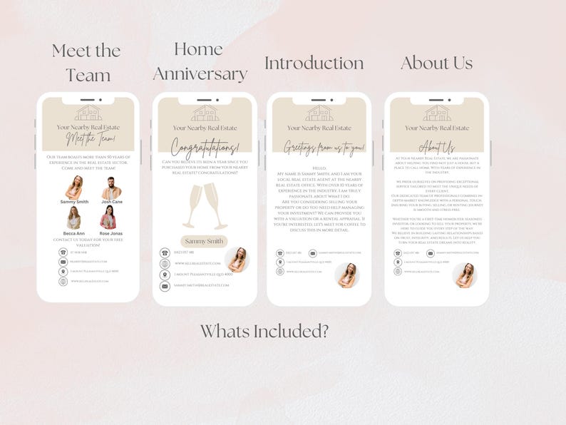 Real Estate Text Templates Bundle | Realtor Digital Business Cards PDF ...