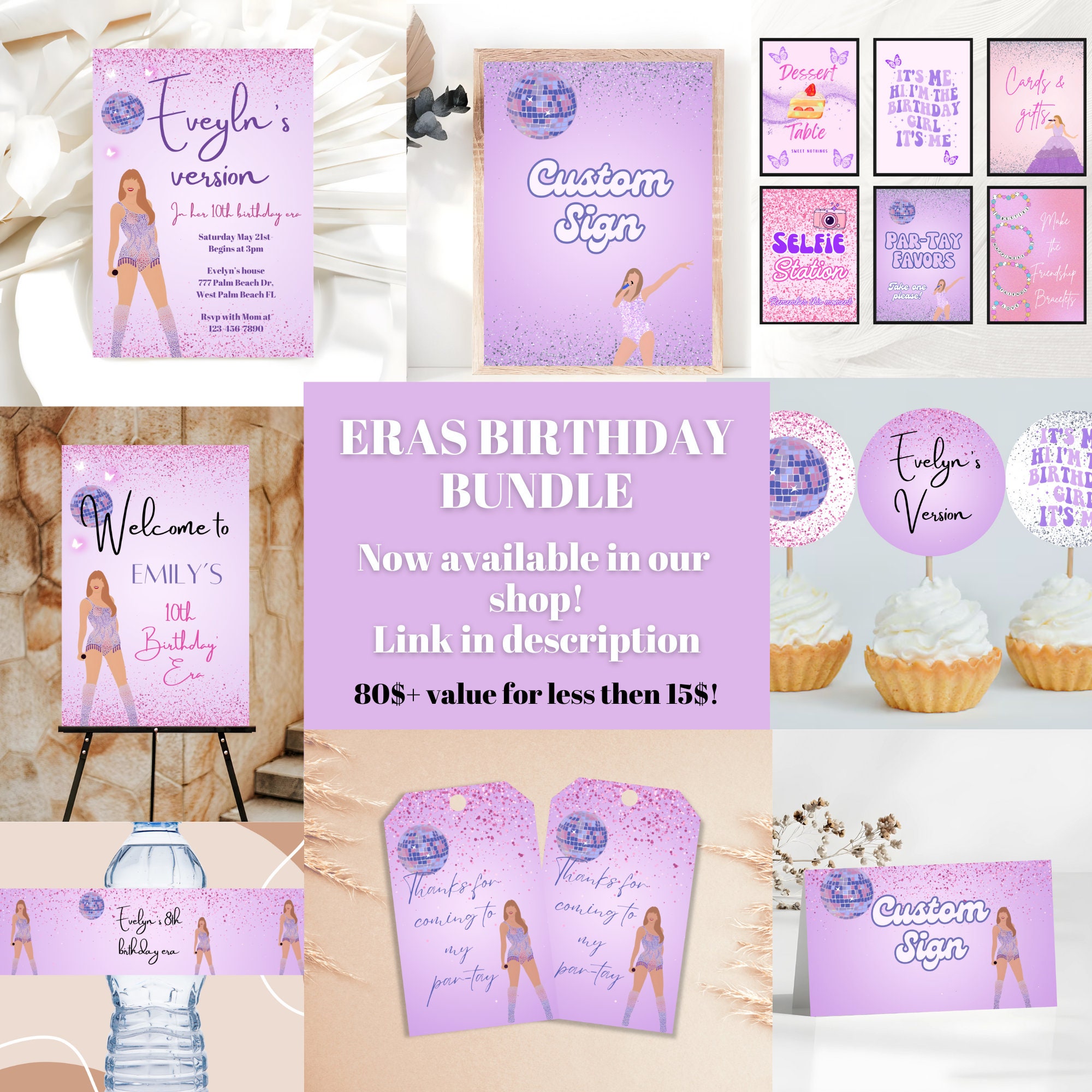 Printable Birthday Era Party Signs Taylor Birthday Theme Signs Eras ...