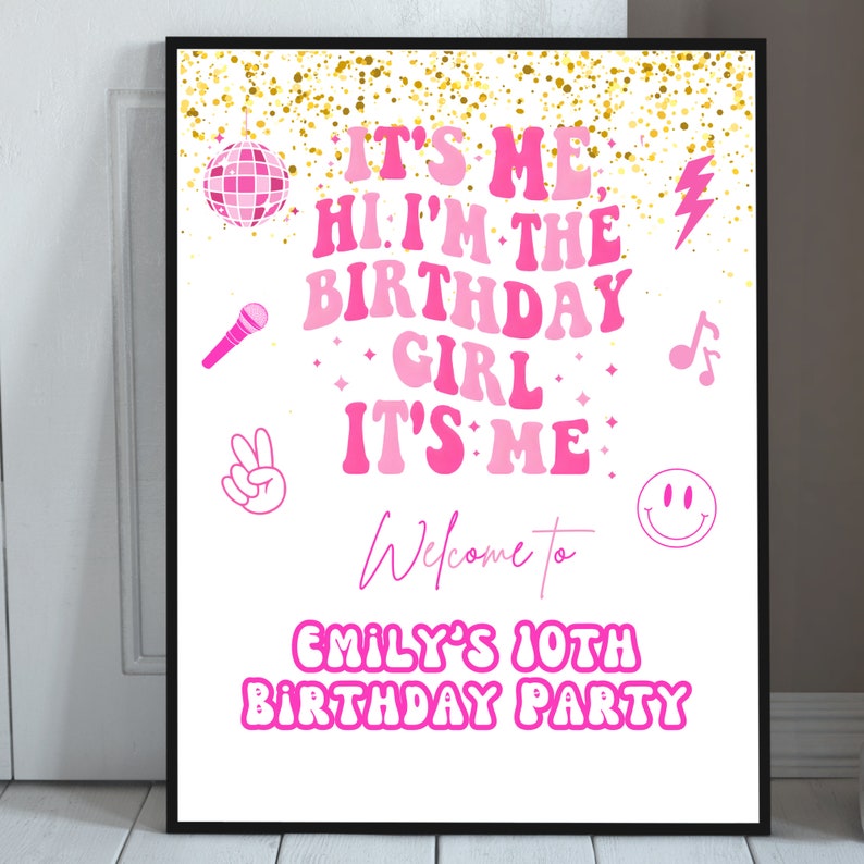 Preppy Pink in My Birthday Era Poster Sign Hi It's Me I'm the Birthday ...