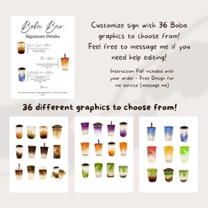 Editable Boba Tea Sign Template Bubble Tea Sign Menu for - Etsy Canada