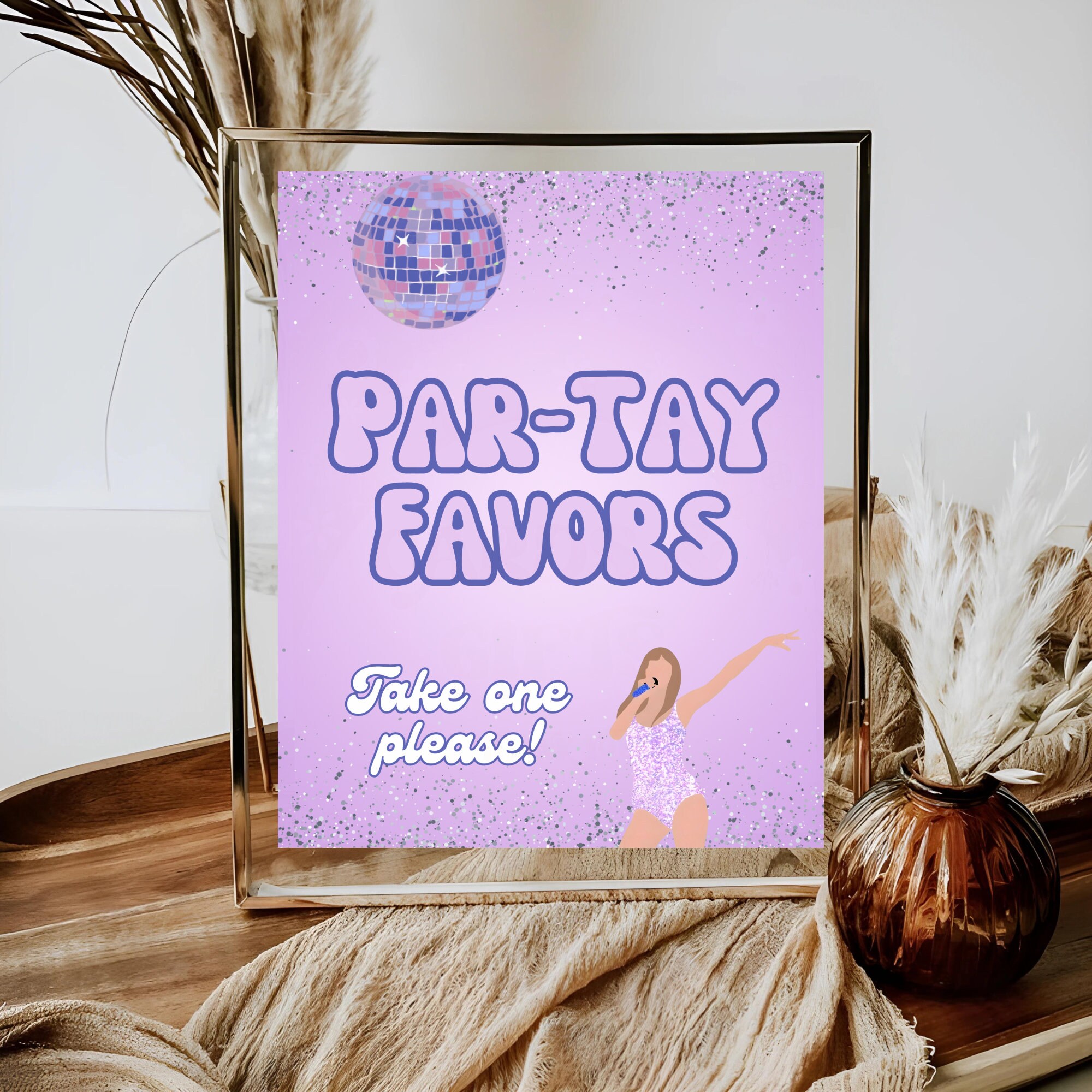 Printable Par-tay Favors Sign Taylor Birthday Theme Signs Eras Tour ...