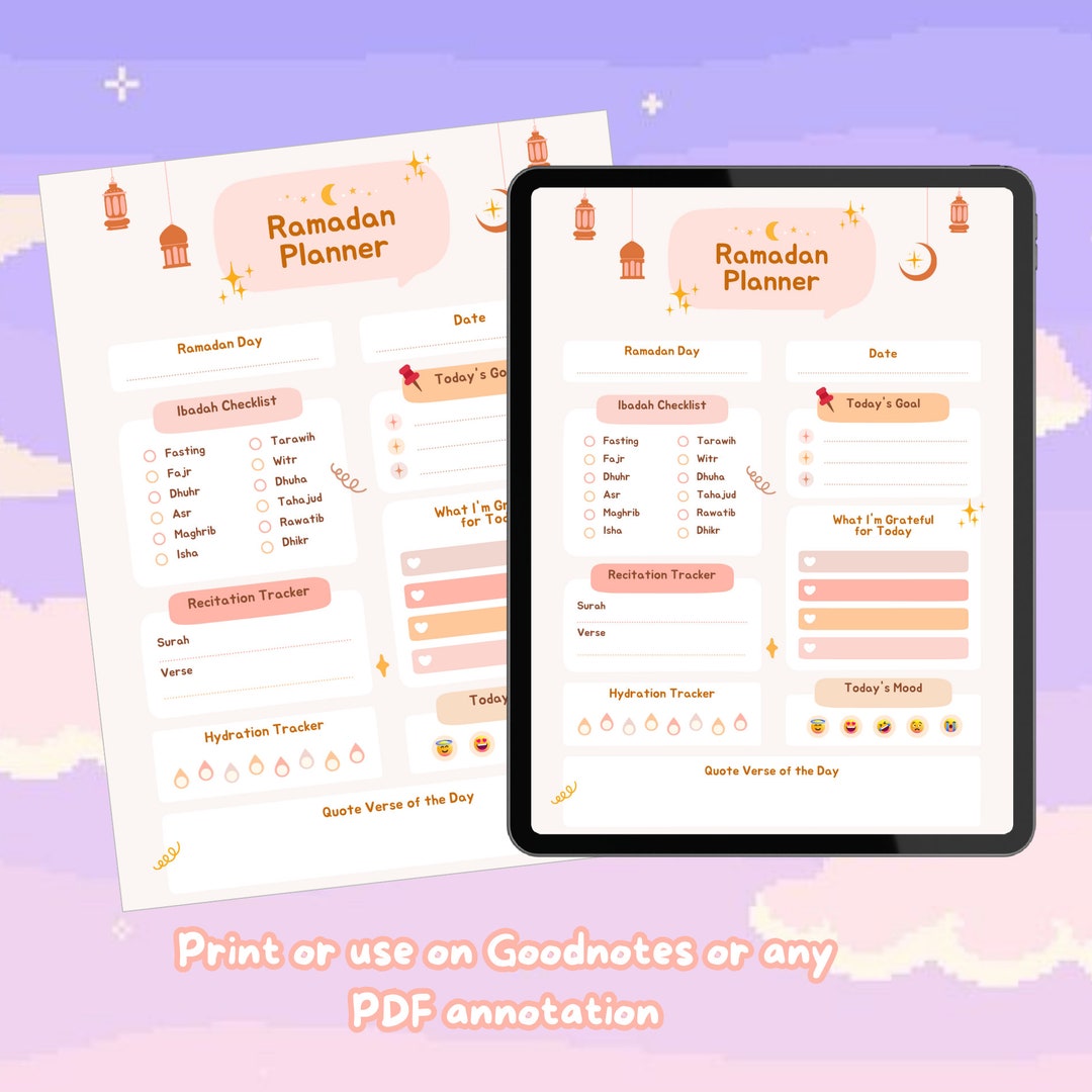 Cute Printable Ramadan Planner Goodnotes Ramadan Planner Digital Muslim ...