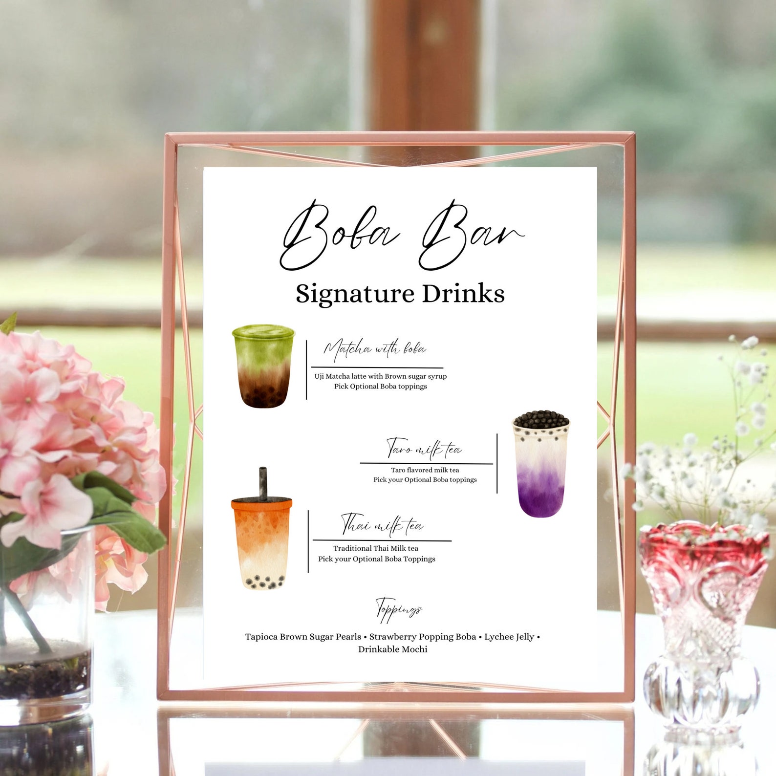 Editable Boba Tea Sign Template Bubble Tea Sign Menu for Birthday ...