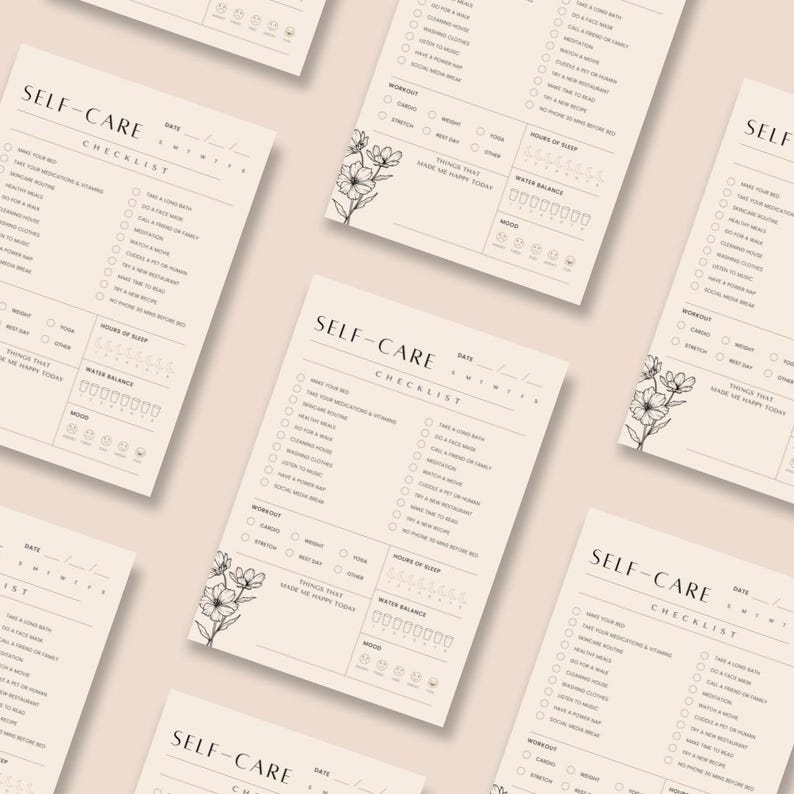 Self Care Checklist, Daily Self Care Planner, Wellness Planner, Self ...